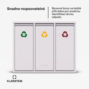 Klarstein Ordnungshüter 3, odpadkový koš, 45 litrů, 3 koše na odpadky, nástěnná instalace