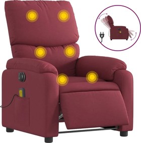 Elektrické masážní polohovací křeslo vínové textil 3204815