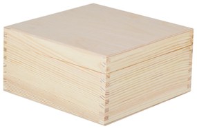 Dřevěná krabička s víkem - 20 x 20 x 10 cm, přírodní - 2. JAKOST!
