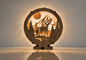 Li-Go "Jelen a laň" lampa 20x22 cm provedení povrchu: dub světlý
