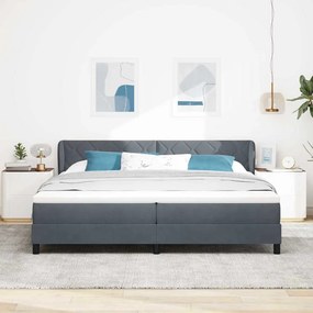 Postel s boxspringem s čelo Tmavě šedá 200 x 200 cm samet 3340461