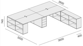 PLAN Kancelářský psací stůl s úložným prostorem BLOCK B05, bílá/grafit