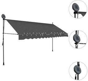 vidaXL Marketos Ručně zatahovací markýza s LED světlem 400 cm antracitová