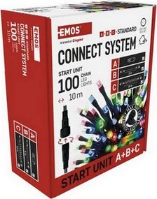 Propojovací vánoční řetěz se zdrojem EMOS Connecting D1AM01 ZY2279 startovní sada pro spojovací řetězy 10m multicolor