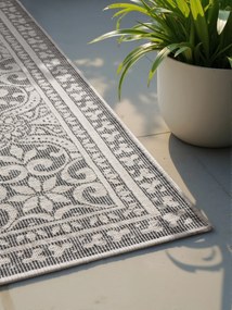 NORTHRUGS, Kusový koberec Duet Rosel 106251 White/Gray - na ven i na doma, 200x290, šedá, chodba / předsíň