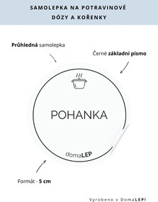 POHANKA – průhledná samolepka na dózu, základní písmo, 5 cm | DomaLEP