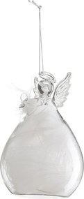 6ks vánoční skleněná ozdoba anděl s peříčky Angel - 8*11 cm