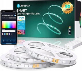 Aigostar Led pásek 15 m, 3 x 5 m Rgb dálkové ovládání, Alexa a Google Assistant