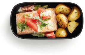 Lékué Svačinový box LUNCH BOX TO GO 2x500 ml - lososový/černý