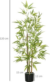 HOMCOM Sada 2 umělých rostlin z bambusu - Velké 120 cm, realistické umělé rostliny v květináči, umělý bambus s falešným mechem pro obývací pokoj, lož…