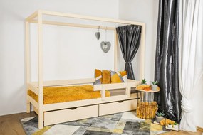 MAXIDO Dětská postel domeček Vali - dva šuplíky 180x80 - Přírodní
