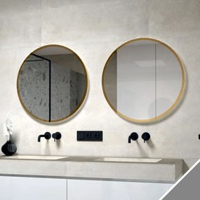 Comodo Zrcadlo ve stříbrném kovovém rámu s LED podsvícením po obvodu Nikoletta LED 17 ALU Typ: bez vypínače, Rozměry (cm): 80x80 - (Nikoletta LED 17/80 ALU)