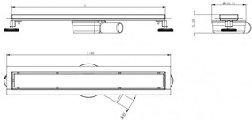 Mexen Flat lineární nerezový žlab 70 cm, 360° sifon, vzor M33, nerez, 1033070-40
