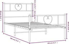 vidaXL Kovový rám postele s hlavovým a nožním čelem 100 x 190 cm [355475] Barva: Černá