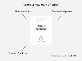 CHILLI PAPRIČKY - Samolepka na kořenky 3 x 4 cm - DomaLEP varianta: BÍLÁ - tučné písmo