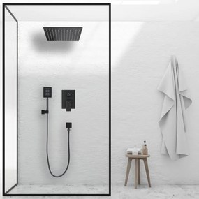 Erga Dual, podomítková sprchová souprava s dešťovou hlavicí 30x30 cm, i-BOX instalační systém, černá matná, ERG-YKA-BP.DUAL30-BLK