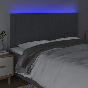 Čelo postele s LED tmavě šedé 200x5x118/128 cm textil 3122685