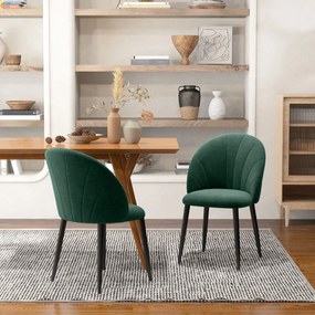 HOMCOM jídelní židle sada 2 ks Scandi design moderní kuchyňská židle čalouněná židle sametová kovová zelená 52x54x79cm do obývacího pokoje a kancelář…