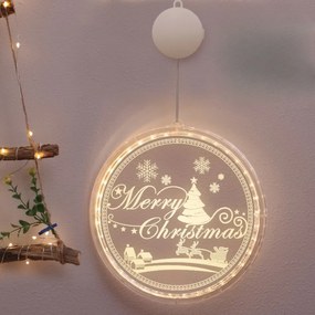 Vánoční LED závěsná dekorace do okna, teplá bílá, různé motivy na výběr Motiv: Santa Claus s dárky