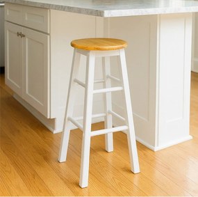 Bílá/v přírodní barvě barová stolička z kaučukového dřeva (výška sedáku 74 cm) Chester – Premier Housewares