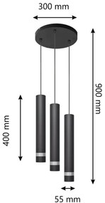 LED Lustr na lanku TUBA 3xGU10/4,8W/230V černá/chrom