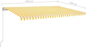 vidaXL Ručně zatahovací markýza se sloupky 5 x 3,5 m [3070058] Barva: Modro-bílá