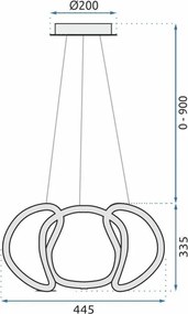 Toolight Toolight, LED závěsné svítidlo + dálkový ovladač 60W APP386-CP, zlatá, OSW-06902