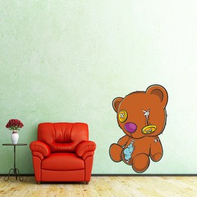 Barevná samolepka na zeď - Starý plyšový medvídek (80x120 cm) - PopyDesign