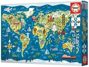 EDUCA Puzzle Mapa světa 200 / dílků / od 6 let