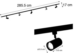 Moderní 1-fázový kolejnicový systém s 5 reflektory tmavě bronzové - Jeana