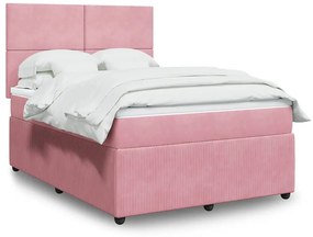 Box spring postel s matrací růžová 140x200 cm samet 3294657