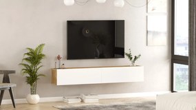 Závěsný televizní stolek Houseland Flipo bílý/borovice Atlantic