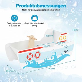 Costway Dřevěná houpací loď s 40° houpací plochou a námořním designem a houpacím