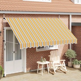 vidaXL Ručně zatahovací markýza 350 cm pruhy [42037063] Barva: Žlutá a modrá