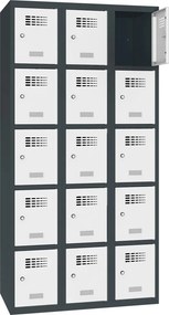 MALOW Šatní skříň dělená Sus 335 W šířka 900 mm [světle šedá, světle modrá, cylindrický zámek]
