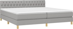 Box spring postel s matrací a LED světle šedá 200x200 cm textil 3133981