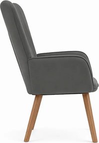 relaxační křeslo, odpočinkové, masivní kaučukovník/kov/samet, 97x62x70 cm, nohy tmavé/tmavě šedá, Dekorino KR20260099