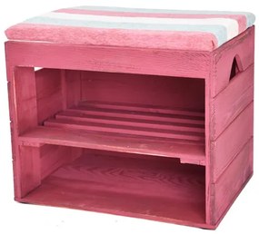 Vingo Dřevěný botník s lavicí, červená - 45 x 32 cm
