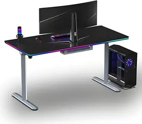ULTRADESK Quest šedá, černá deska / Herní stůl / 140 x 70 cm / 72-120
