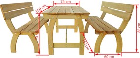 vidaXL Marketos Pivní stůl se 2 lavicemi impregnované borové dřevo