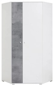 Rohová šatní skříň SIGMA SI2 Bílá lux + beton