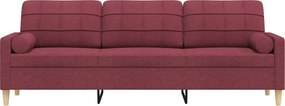 3místná pohovka s polštáři vínová 210 cm textil 3278207