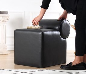 Atelier del Sofa Taburet Rohin Deri Puf - Black, Černá