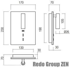 Černé nástěnné světlo nad postel Redo ZEN/LED 16+3W/3000K