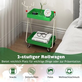 Costway 2 Vozík ve tvaru sobů Servírovací vozík Kuchyňský vozík pro vánoční
