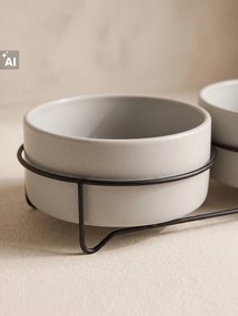 Sinsay - Misky pro psa a kočku 2 pack se stojanem - šedá