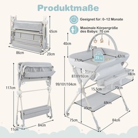 Costway Skládací přebalovací pult pro miminko s úložnou taškou na hračky