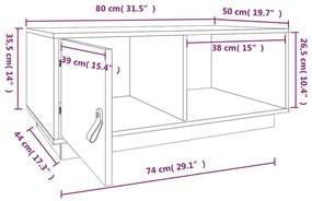 Konferenční stolek bílý 80x50x35,5 cm masivní borové dřevo - Default Title