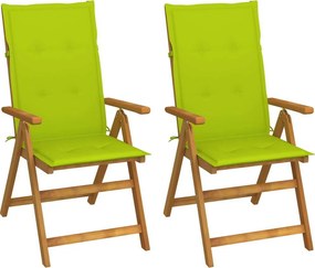vidaXL Zahradní polohovací židle s poduškami 2 ks masivní akácie [3064068] Barva: Jasně zelená