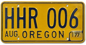 Americká SPZ Oregon Yellow HHR 006